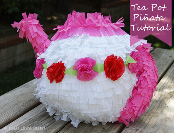Teapot Piñata tutorial for a Tea Party by Press Print Party!