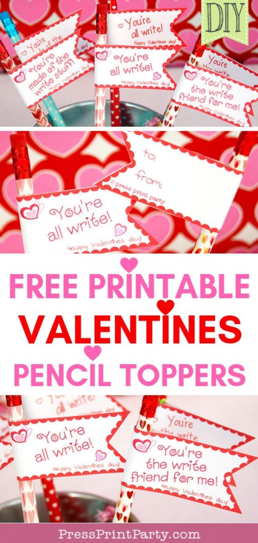 Free Valentine's Day Printable Pencil Toppers - Press Print Party!
