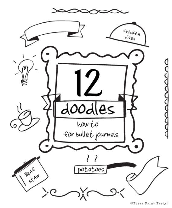12 Doodles How To for Bullet Journals