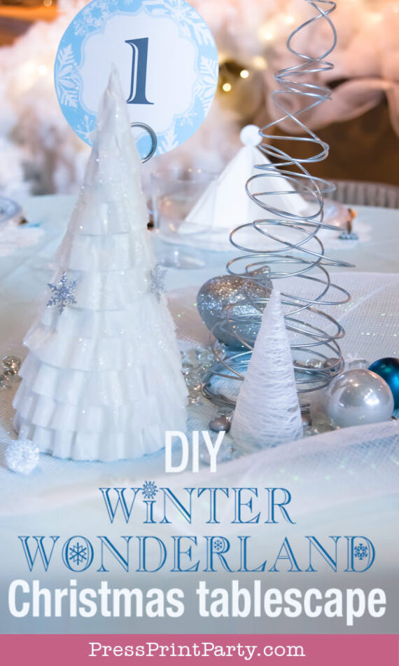 DIY Christmas Table Decor (Blue & Silver) Winter Wonderland