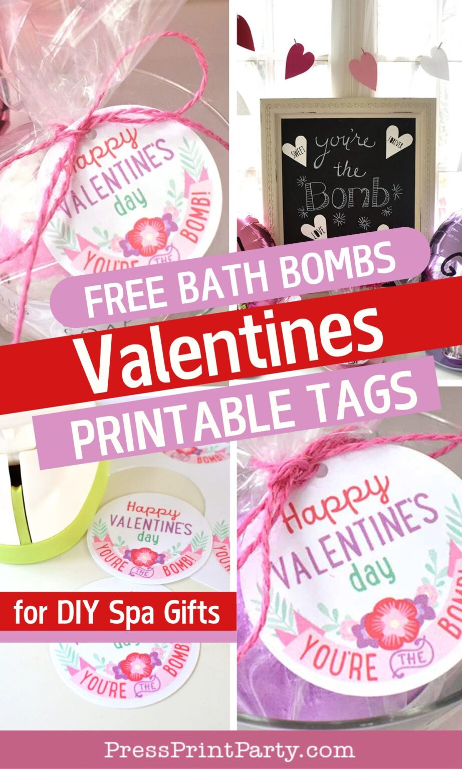 FREE Valentine's Day Bath Bombs Printable Tags - Press Print Party!
