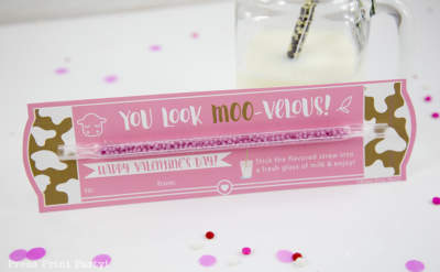 FREE Milk Straw Printable Valentine Cards for School - Press Print Party!