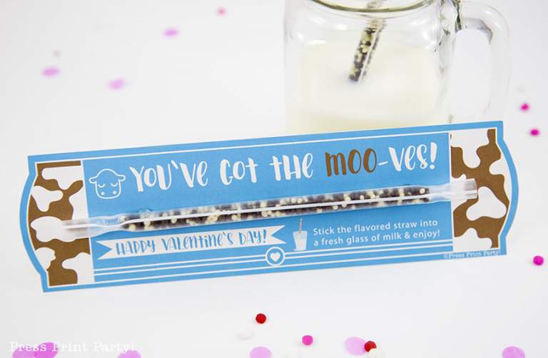 FREE Milk Straw Printable Valentine Cards for School - Press Print Party!