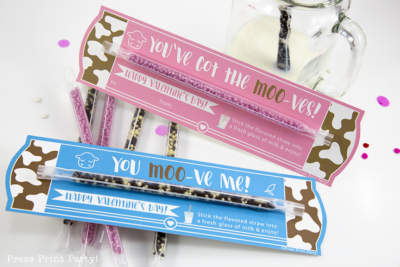 FREE Milk Straw Printable Valentine Cards for School - Press Print Party!