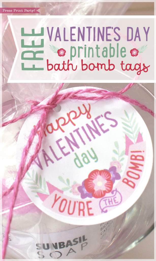 FREE Valentine's Day Bath Bombs Printable Tags - Press Print Party!
