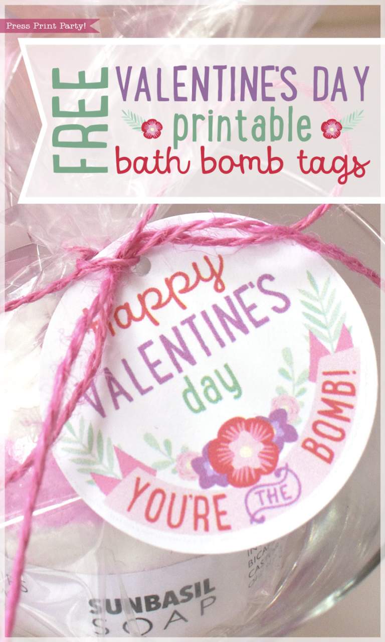 FREE Valentine's Day Bath Bombs Printable Tags - Press Print Party!