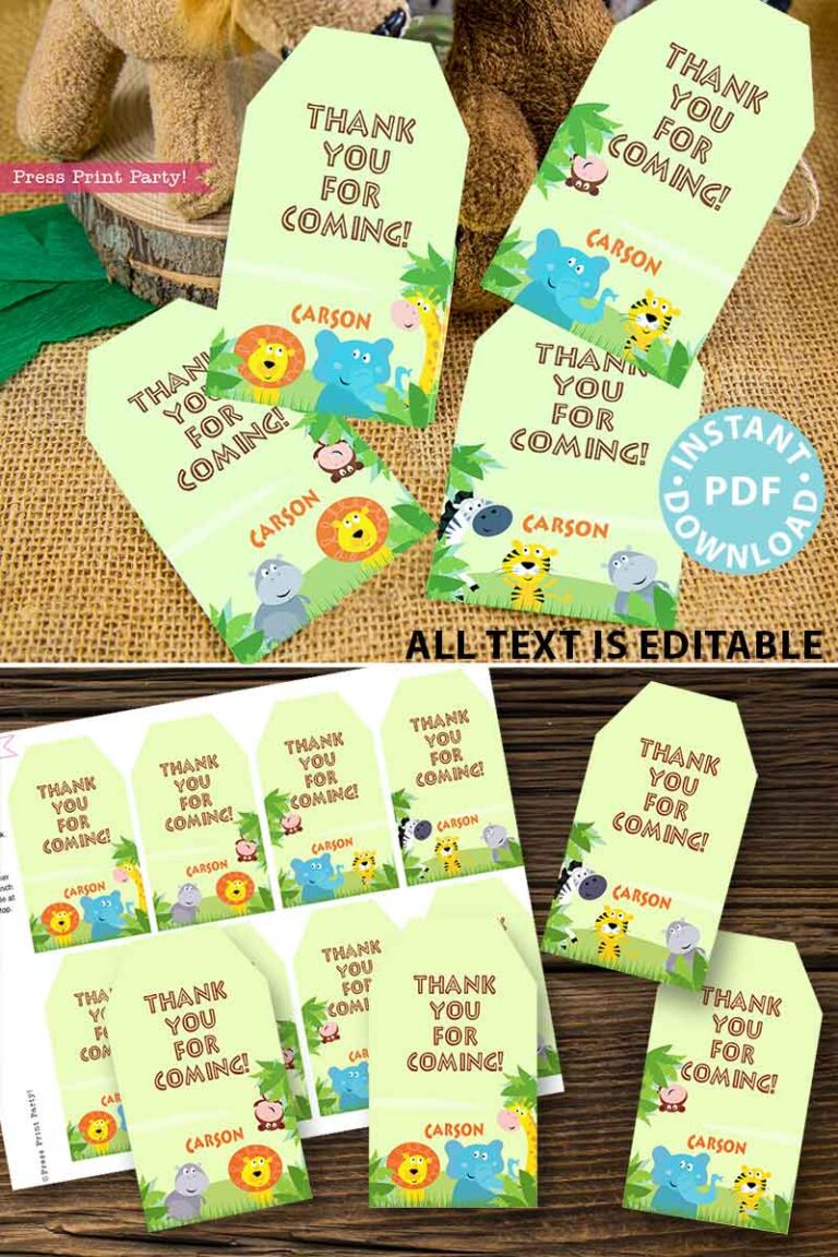 Jungle Safari Theme Party Favor Tags Printables - Press Print Party