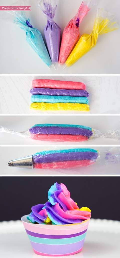 How to Make a Rainbow Frosting Swirl (Unicorn Cupcakes Frosting)