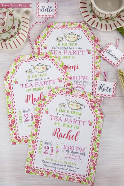 Tea Party Printable Set - Press Print Party
