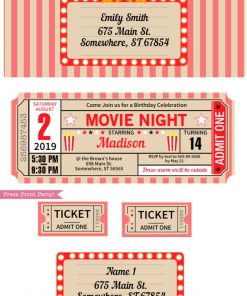 Movie Night Invitation Printable, Ticket Stub (Vintage) - Press Print ...