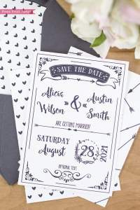 Rustic Save the Date Cards - Wedding - Press Print Party!