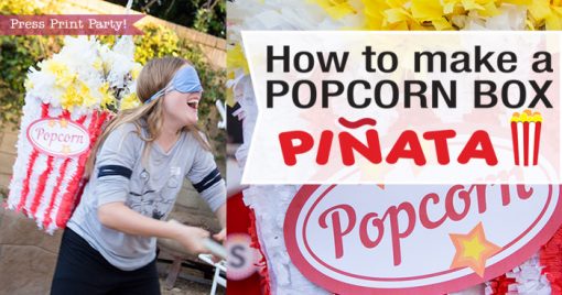 How to Make a Popcorn Box Pinata (Movie Night Ideas) - Press Print Party!