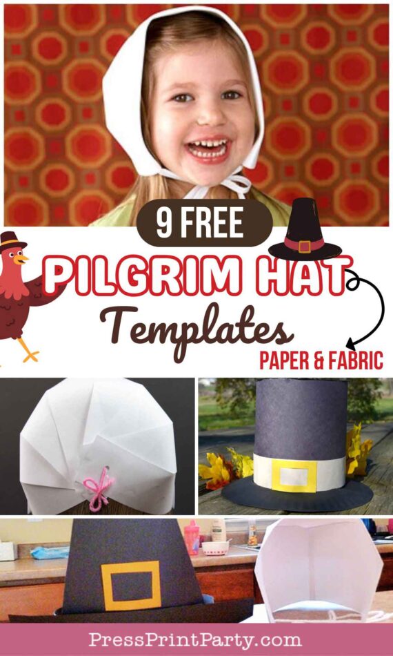 9 FREE Pilgrim Hat Templates and Bonnets w. Printables - Press Print Party!