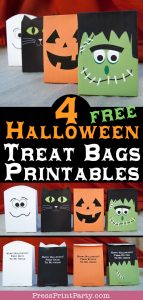 4 Free Halloween Treat Bags Printables - by Press Print Party!