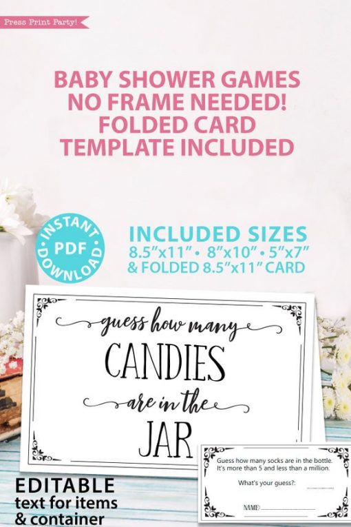 Guess How Many Game Sign Printable (Rustic Style) - Press Print Party!