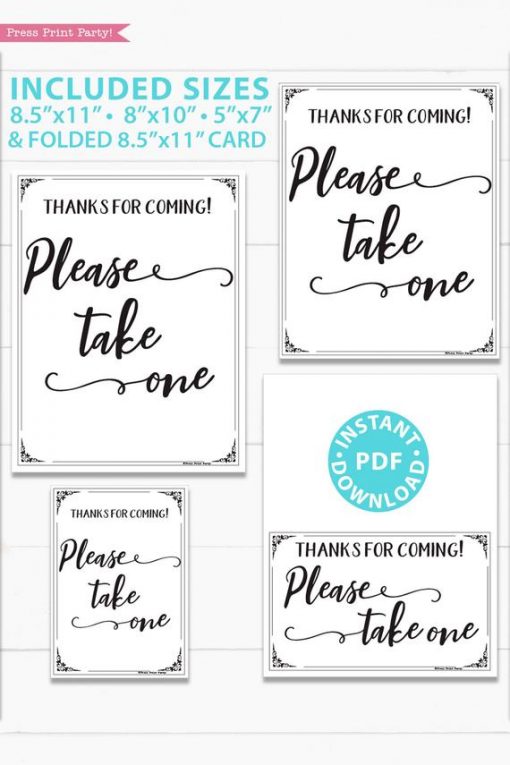 Please Take One Sign Printable (Rustic Style) - Press Print Party!