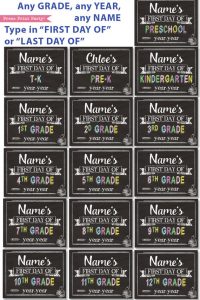 First/Last Day of School Signs Printable, Pastel Chalkboard - Press ...