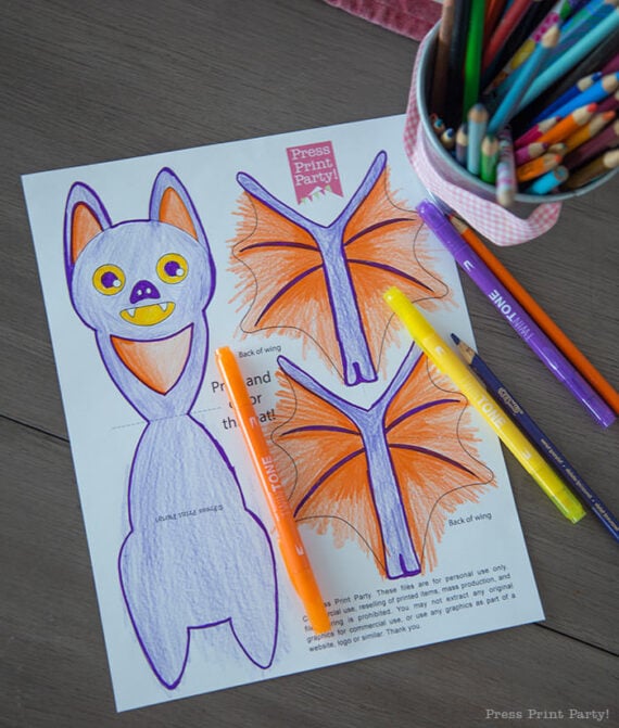 FREE Printable Hanging Bat - Halloween Craft for Kids - Press Print Party!