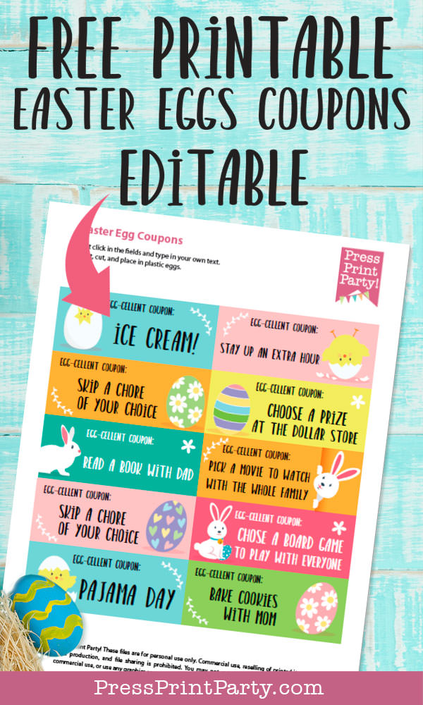 10 Easter Egg Coupons You Can Edit Yourself - Free Printable - Press ...