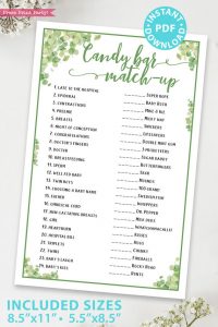 Candy Bar Match-up Baby Shower Game, Eucalyptus - Press Print Party!