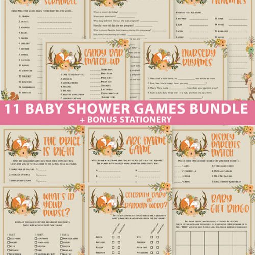 Baby Animals Baby Shower Game (Woodland) - Press Print Party!