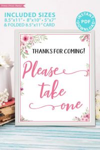 Please Take One Sign Printable (Pink Flowers) - Press Print Party!
