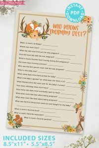11 Woodland Baby Shower Games Printable Package - Press Print Party!