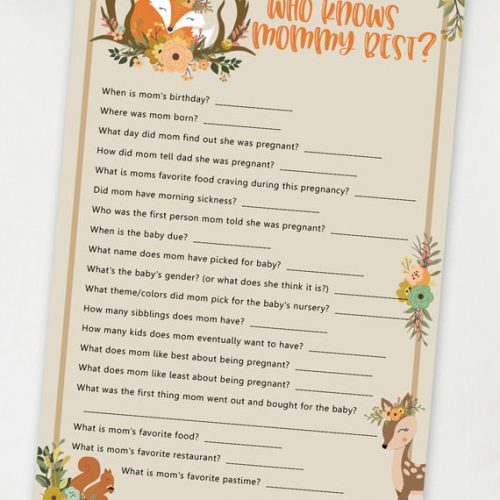 Nursery Rhymes Baby Shower Game (Woodland) - Press Print Party!