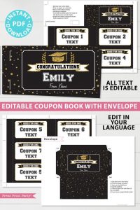 Graduation Coupon Book Printable, Gold - Press Print Party!