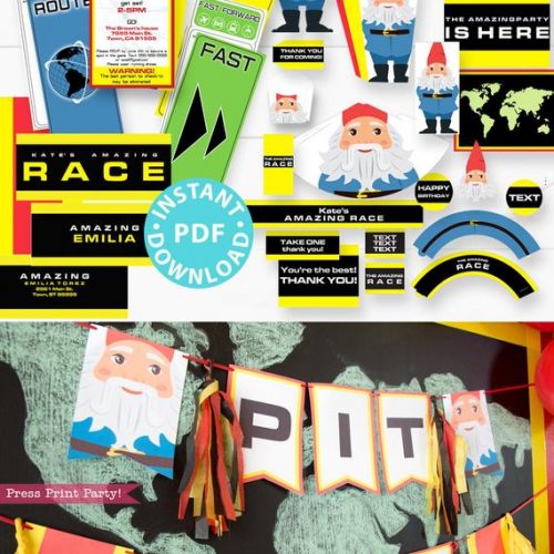 The Amazing Race Party Printable Invitation and Clue Cards - Press ...