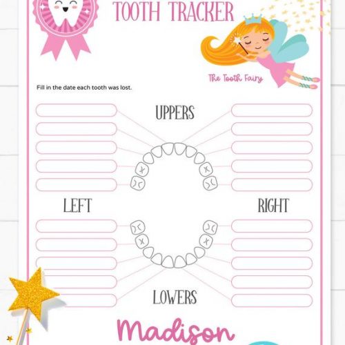 Tooth Fairy Lost Tooth Chart Printable, Blue - Press Print Party!