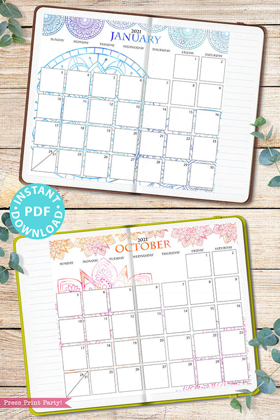 Paper Design & Templates Stationery Mandala Planner PDF Monthly Planner ...