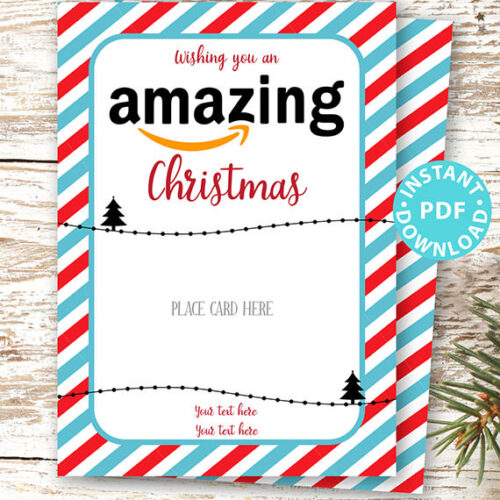 Amazon Christmas Gift Card Holder Printable, Red Stripes - Press Print ...