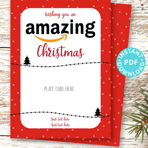 Amazon Christmas Gift Card Holder Printable, Thank You, Blue & Red ...