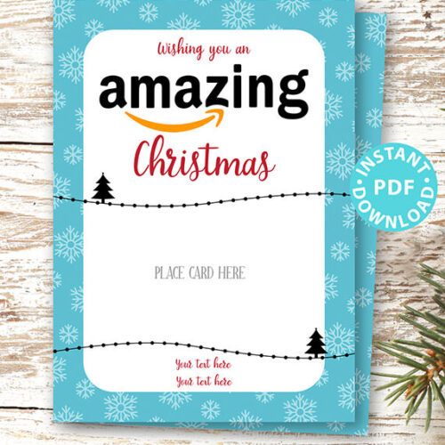 Amazon Christmas Gift Card Holder Printable, Red Stripes - Press Print ...