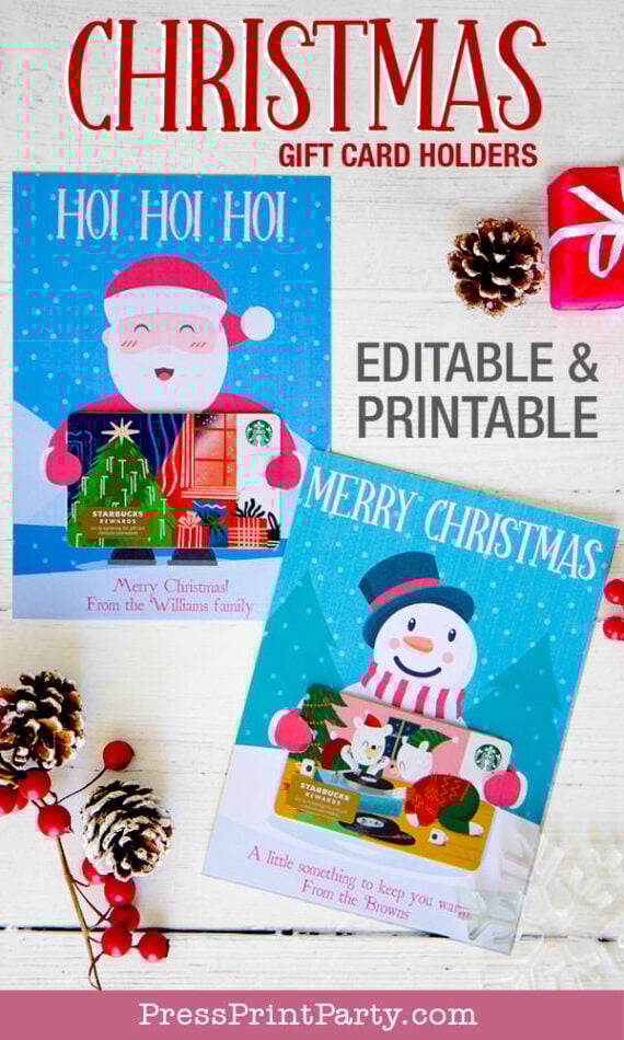 Fun Christmas Gift Card Holder Printables - Press Print Party!