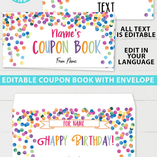 Birthday Voucher Coupons Template, Multi Colored - Press Print Party!