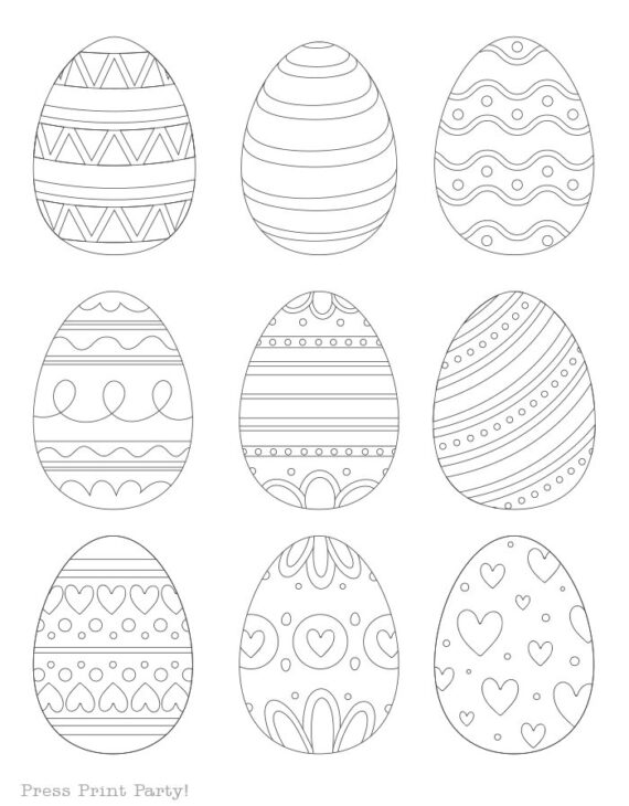 24 Easter Egg Coloring Pages & Template [Free] - Press Print Party!