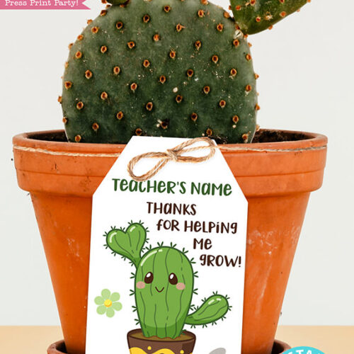 Teacher Appreciation Gift Tags Printable, Thanks for helping me grow