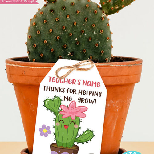 Teacher Appreciation Gift Tags Printable, "Thanks for helping me grow"