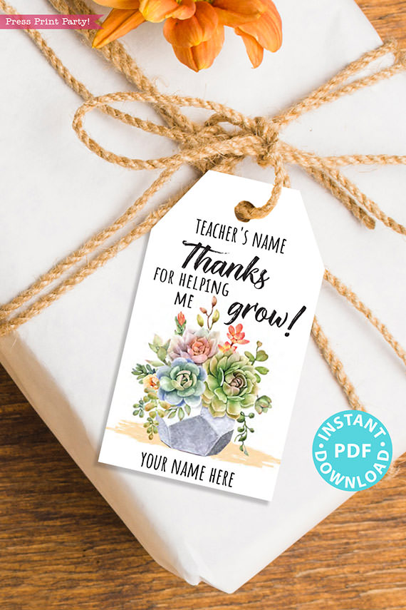Teacher Appreciation T Tags Printable Thanks For Helping Me Grow