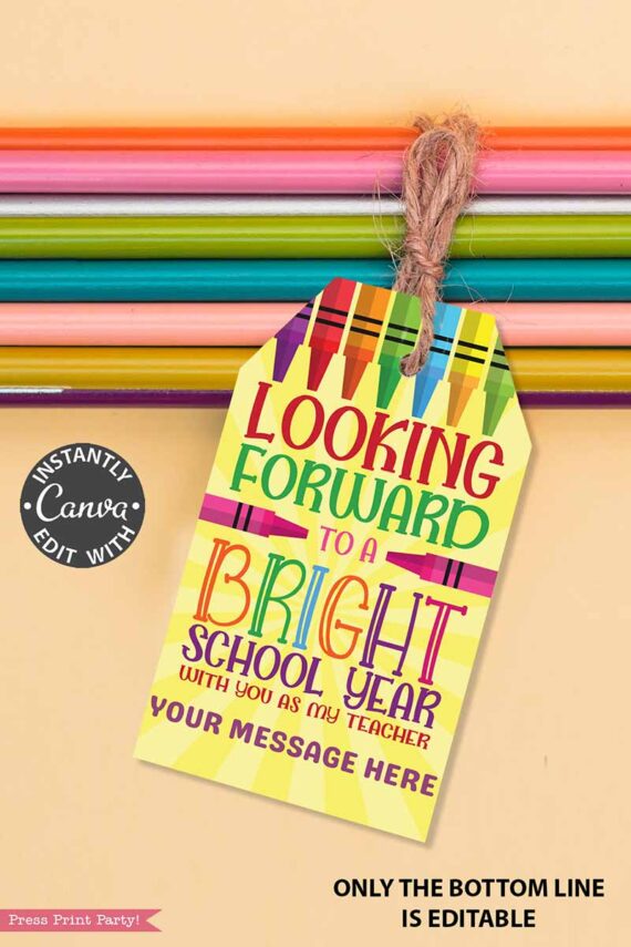 Editable Back to School Teacher Gift Tags Printable, Looking Forward to ...