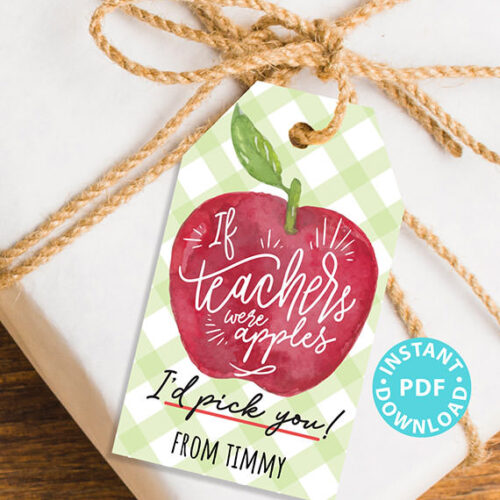 Back to School Teacher Gift Tags, If teachers were apples, I'd pick you ...