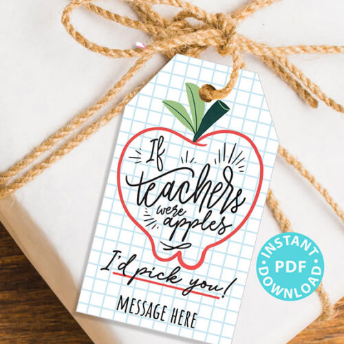 Back to School Teacher Gift Tags, If teachers were apples, I'd pick you - 2