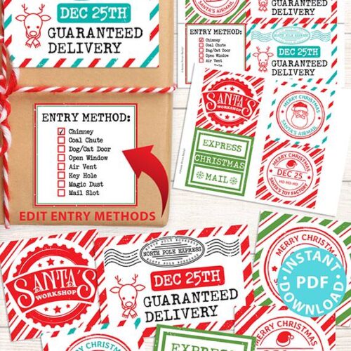 10 Christmas Stickers Printable, North Pole Express Mail