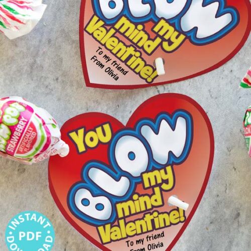 Blow Pop Valentines Printable Heart Template - You Make my Heart Pop