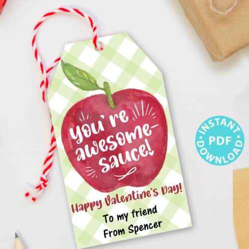You're Awesomesauce Kids Valentines Applesauce Cup Tops - Press Print ...