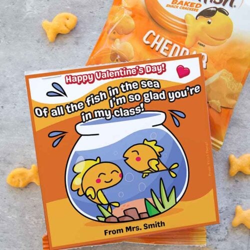 Goldfish Valentine Printable Card, You are O-Fish-ally Awesome!
