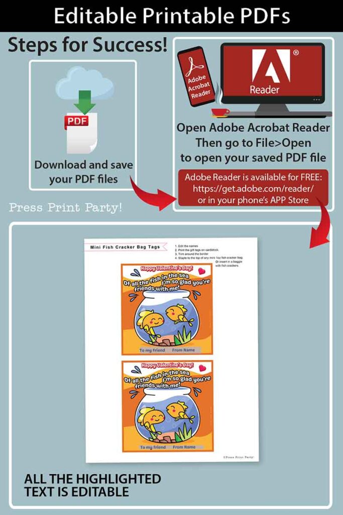 Goldfish Valentine Printable Card, Of All the Fish in the Sea I'm so ...