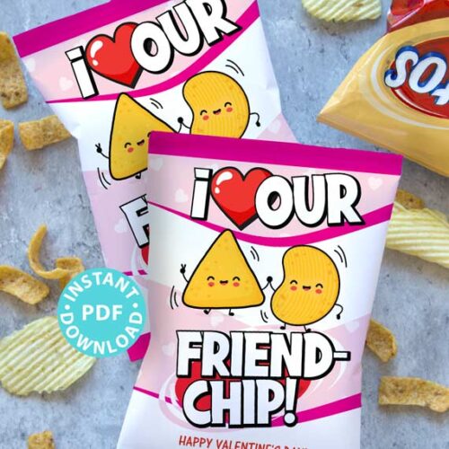 Kids Valentine Chip Bag Wrap Template, I Our Friend-chip